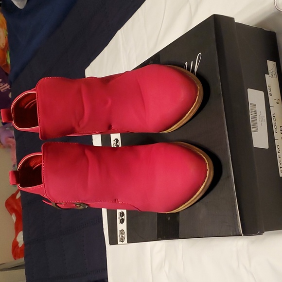 Miracle Miles | Shoes | Mimi Brand Red Ankle Boots | Poshmark